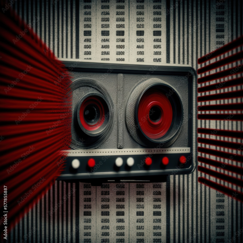 Retro CCTV or VHS video white noise background texture with red ...