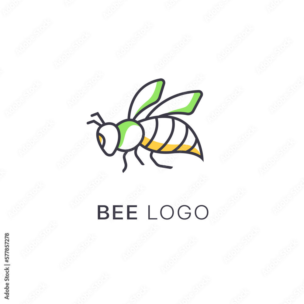 honey bee animals logo vector, modern honey bee logo design with line ...
