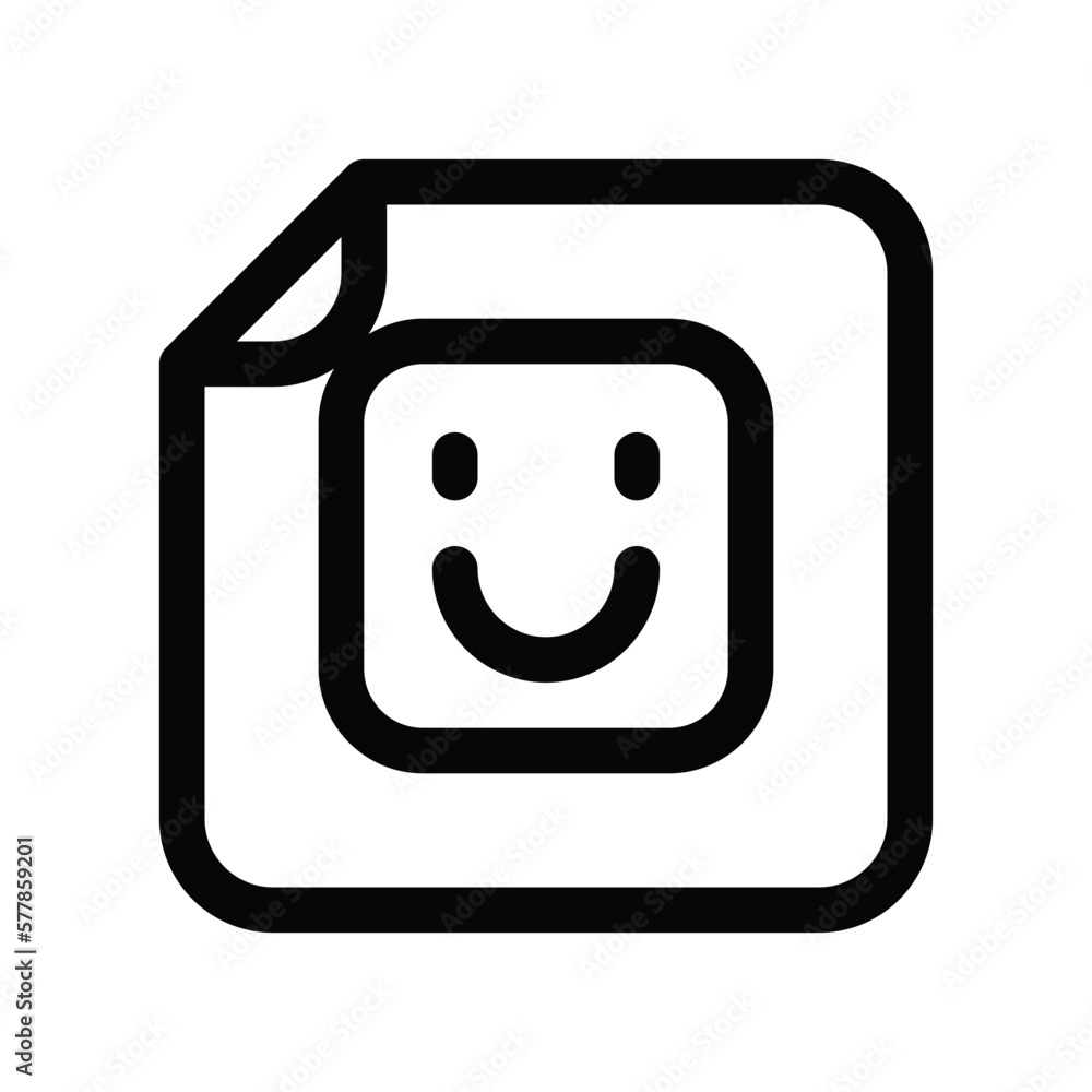 Editable vector emoticon sticker file icon. Black, line style ...