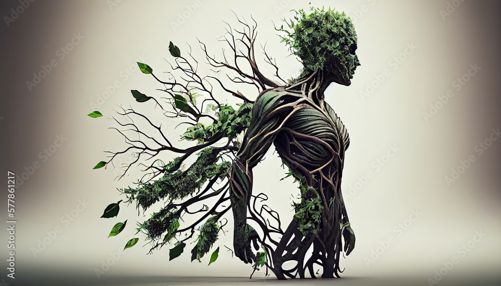 Human are made from tree branches with leaves, concept of Organic Form ...