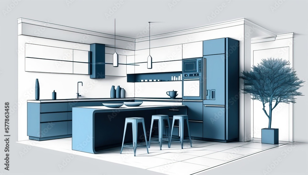 4K resolution or higher, Modern kitchen . Generative AI Technology ...