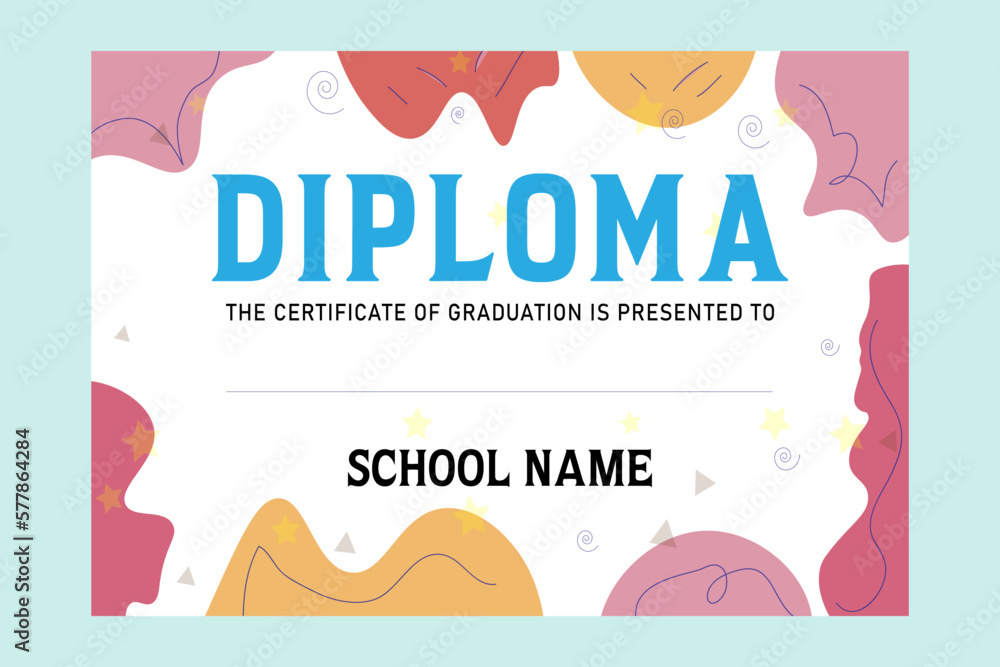 Cute diploma certificate background for kids Stock Vector | Adobe Stock