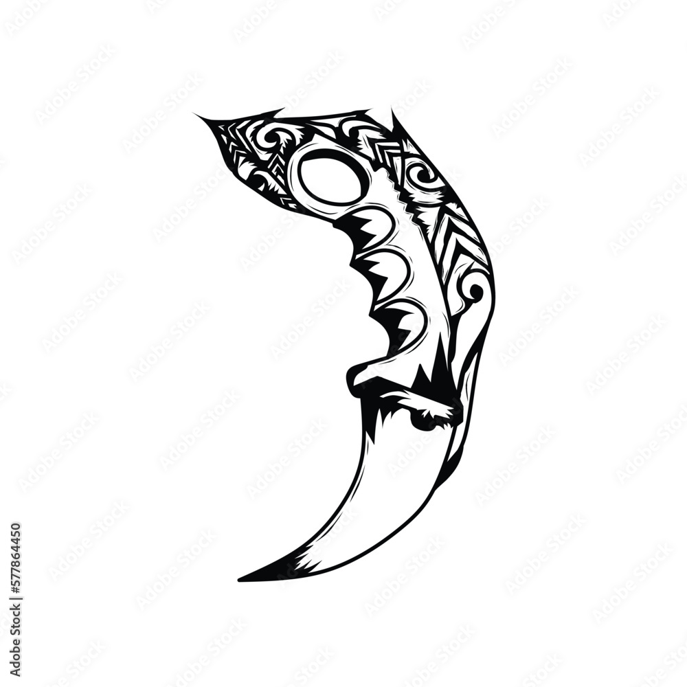 black and white karambit knife vector illustration Stock Vector | Adobe ...