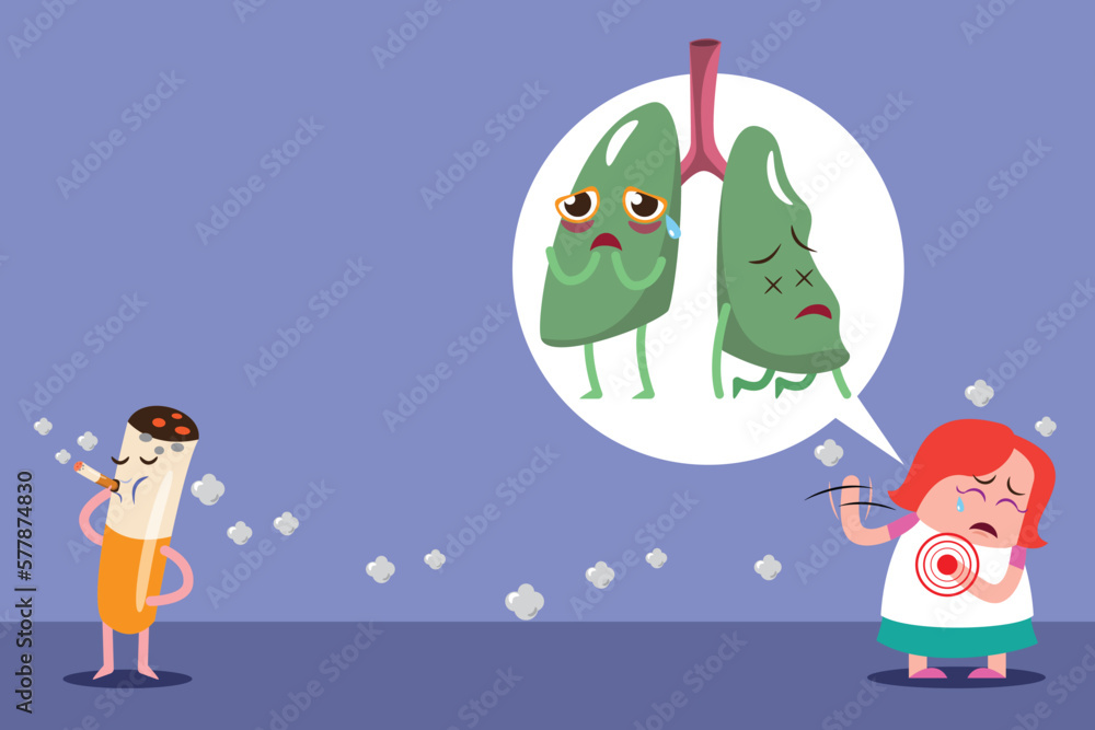 damage lung vector ,illustration, flat cartoon character unhealthy ...