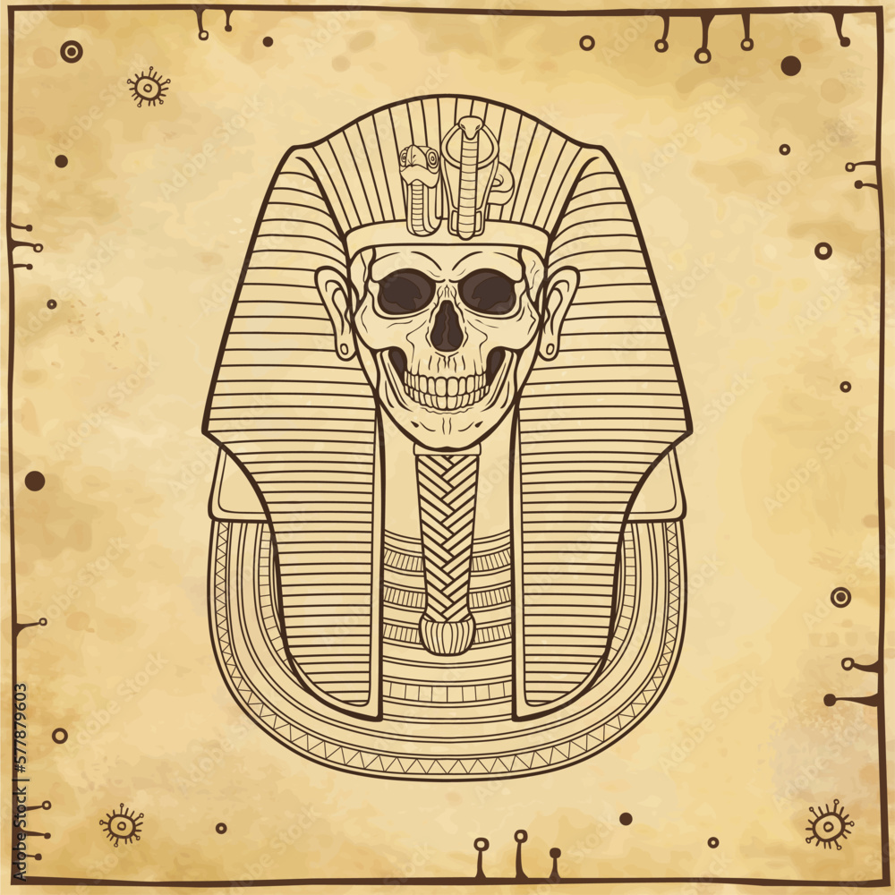 Animation linear portrait: Egyptian dead man. Pharaoh, king, mummy ...