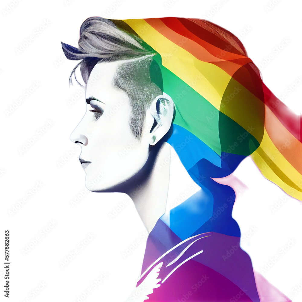 Woman activist for lgbtq rights with rainbow flag, cartoon ...