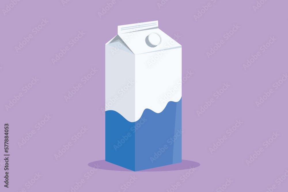 Character flat drawing of fresh milk in cardboard box packaging healthy ...