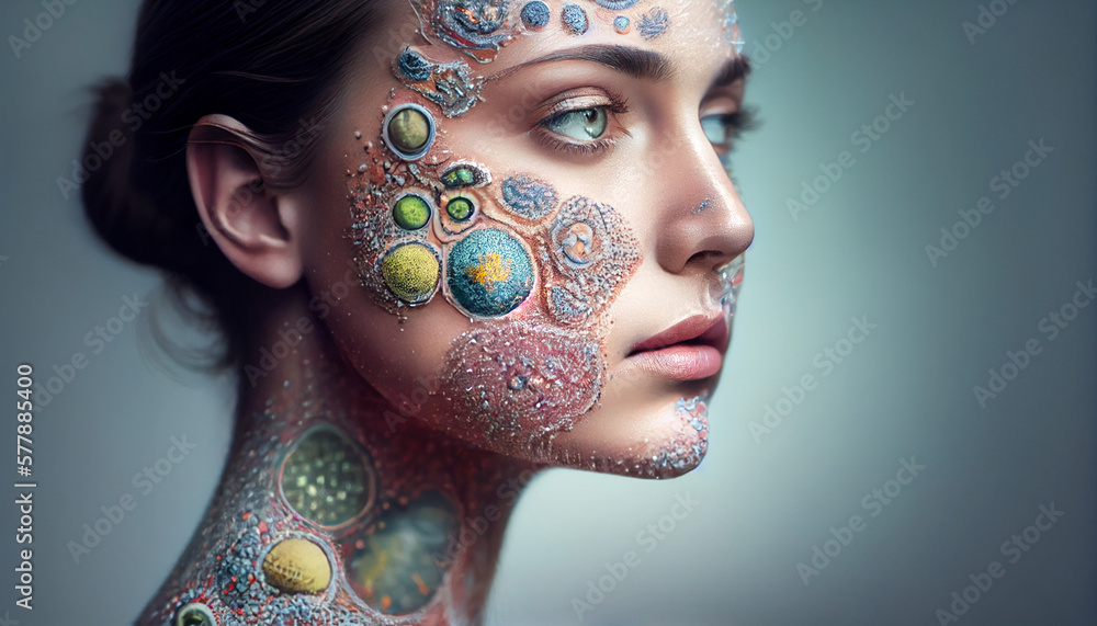 Cosmetic, skin care, Skin repair microbiome illustration vector, skin ...