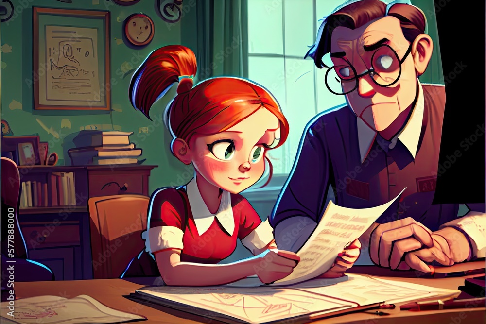 student cartoon Studying in front of the computer in the classroom 002 ...