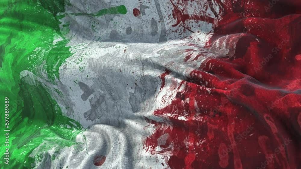 Italy flag. National 3d Italian flag waving with smeared color. Sign of ...