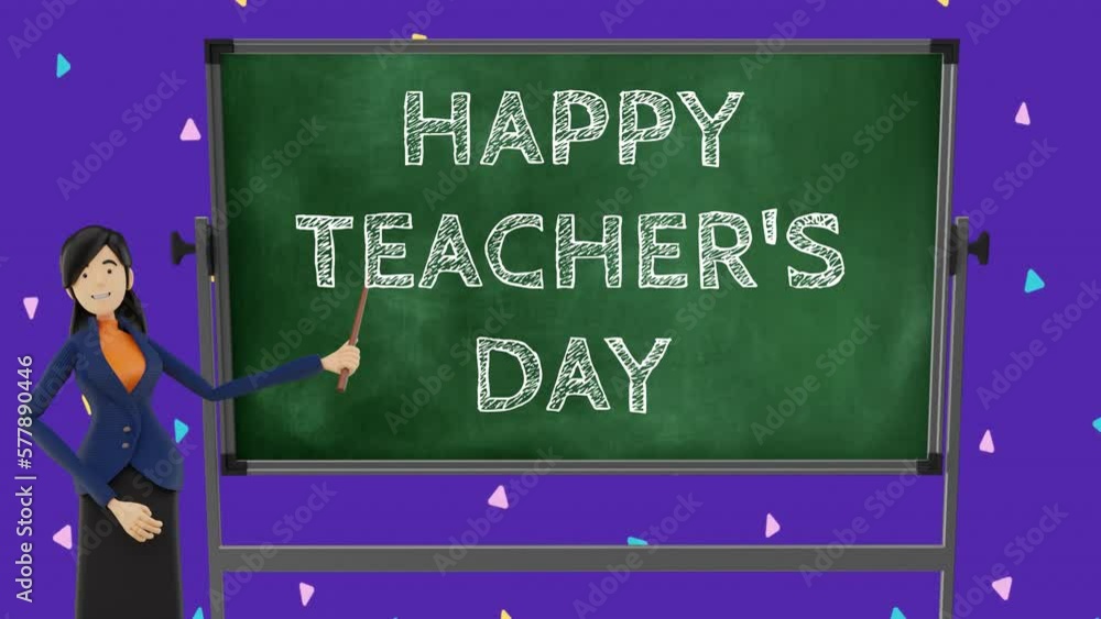 Happy teachers day text animation with handwritten doodles style with ...