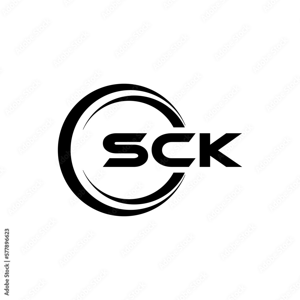 SCK letter logo design with white background in illustrator, cube logo ...