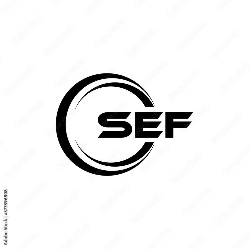 Vetor do Stock: SEF letter logo design with white background in ...
