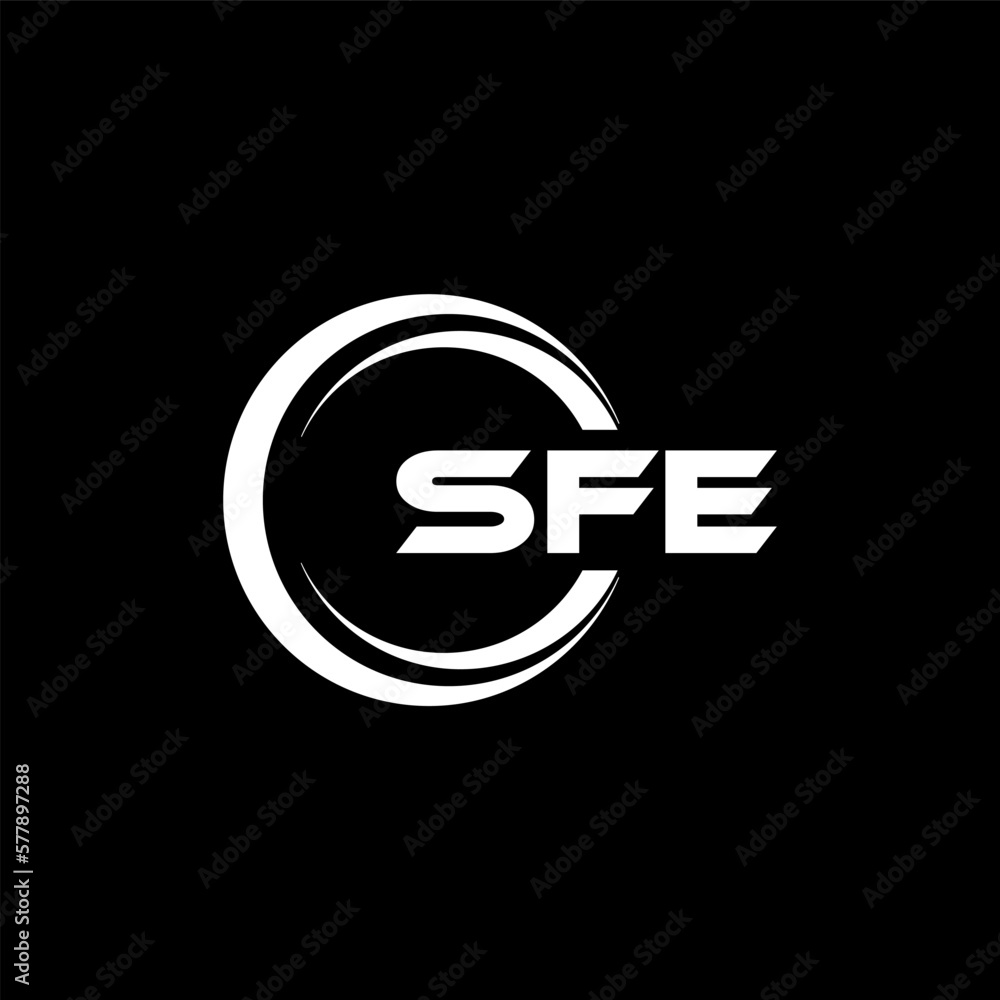 SFE letter logo design with black background in illustrator, cube logo ...
