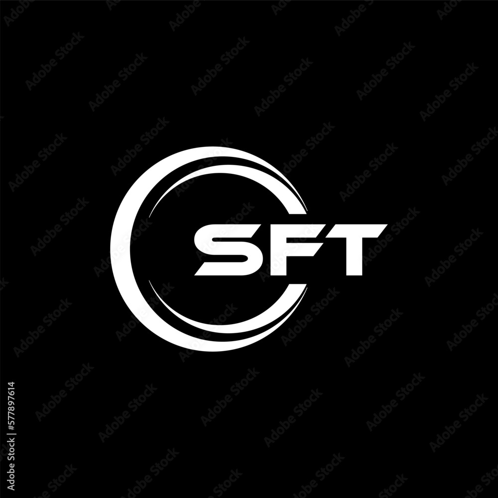 SFT letter logo design with black background in illustrator, cube logo ...