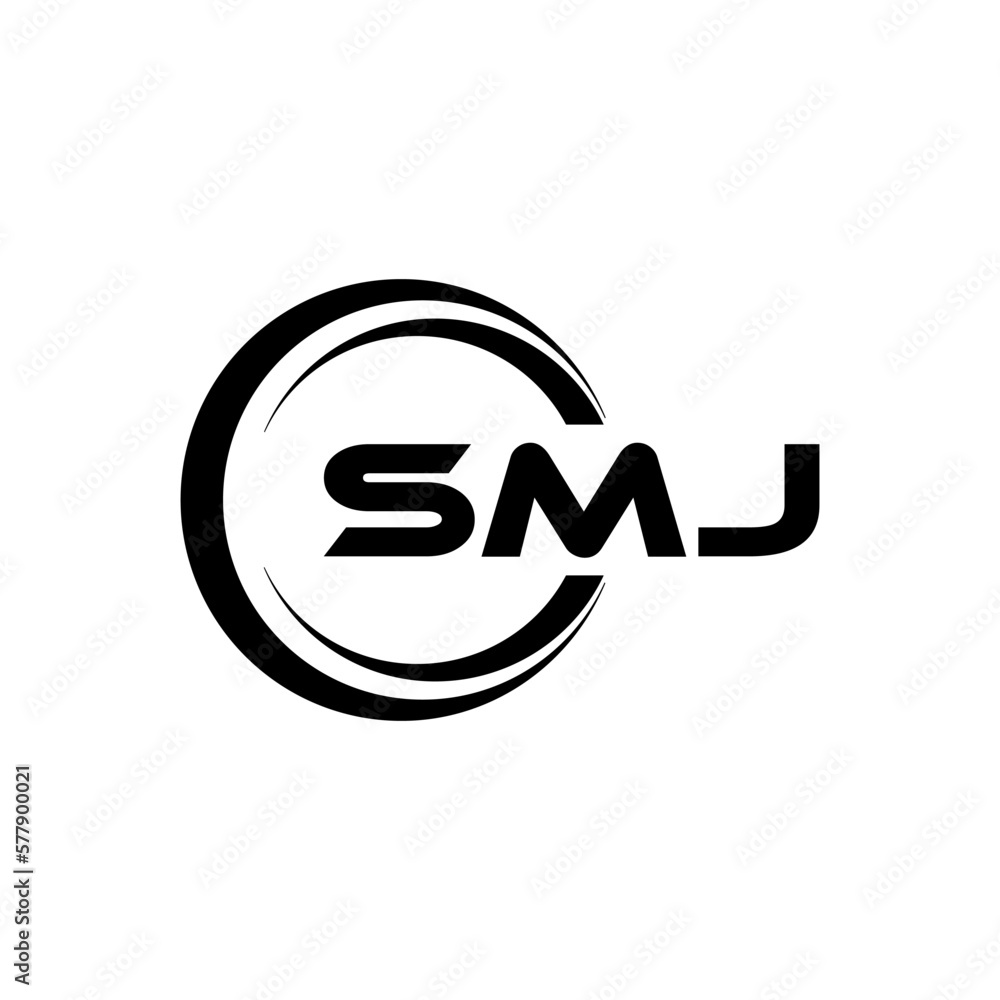 Vettoriale Stock SMJ letter logo design with white background in ...