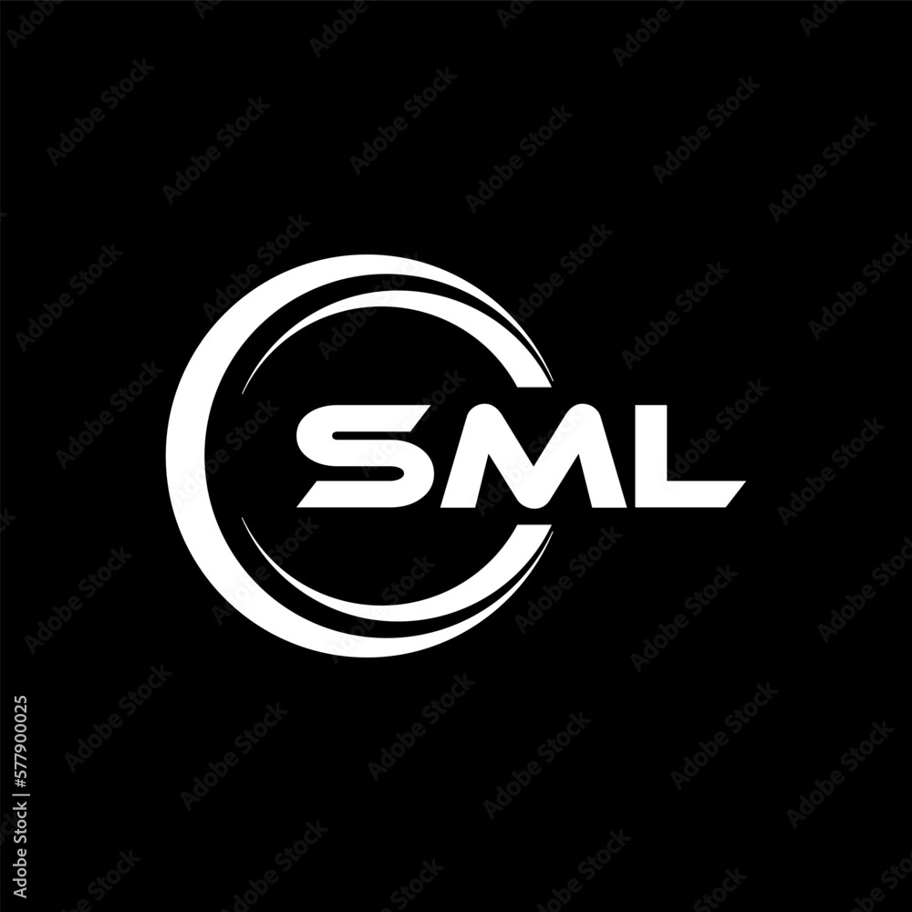 SML letter logo design with black background in illustrator, cube logo ...
