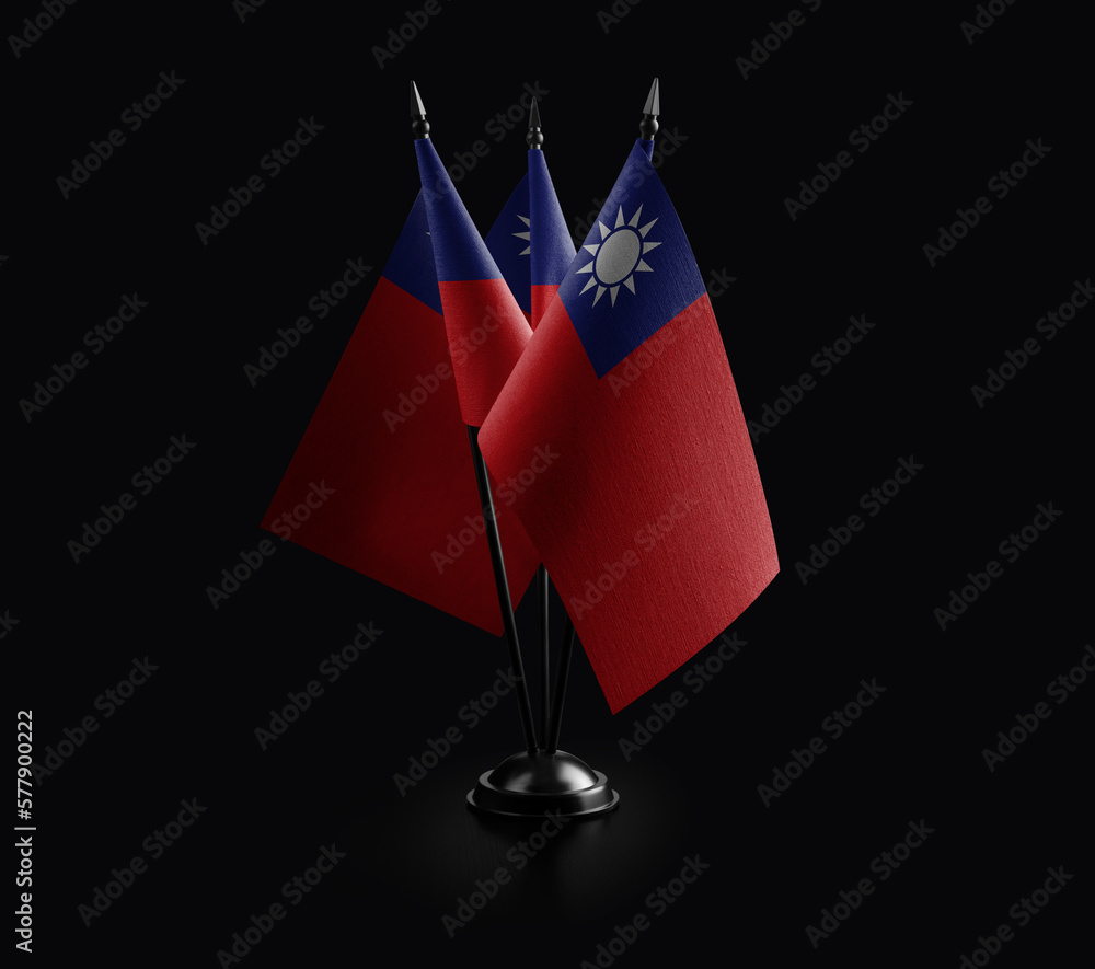 Small national flags of the Taiwan on a black background Stock Photo ...