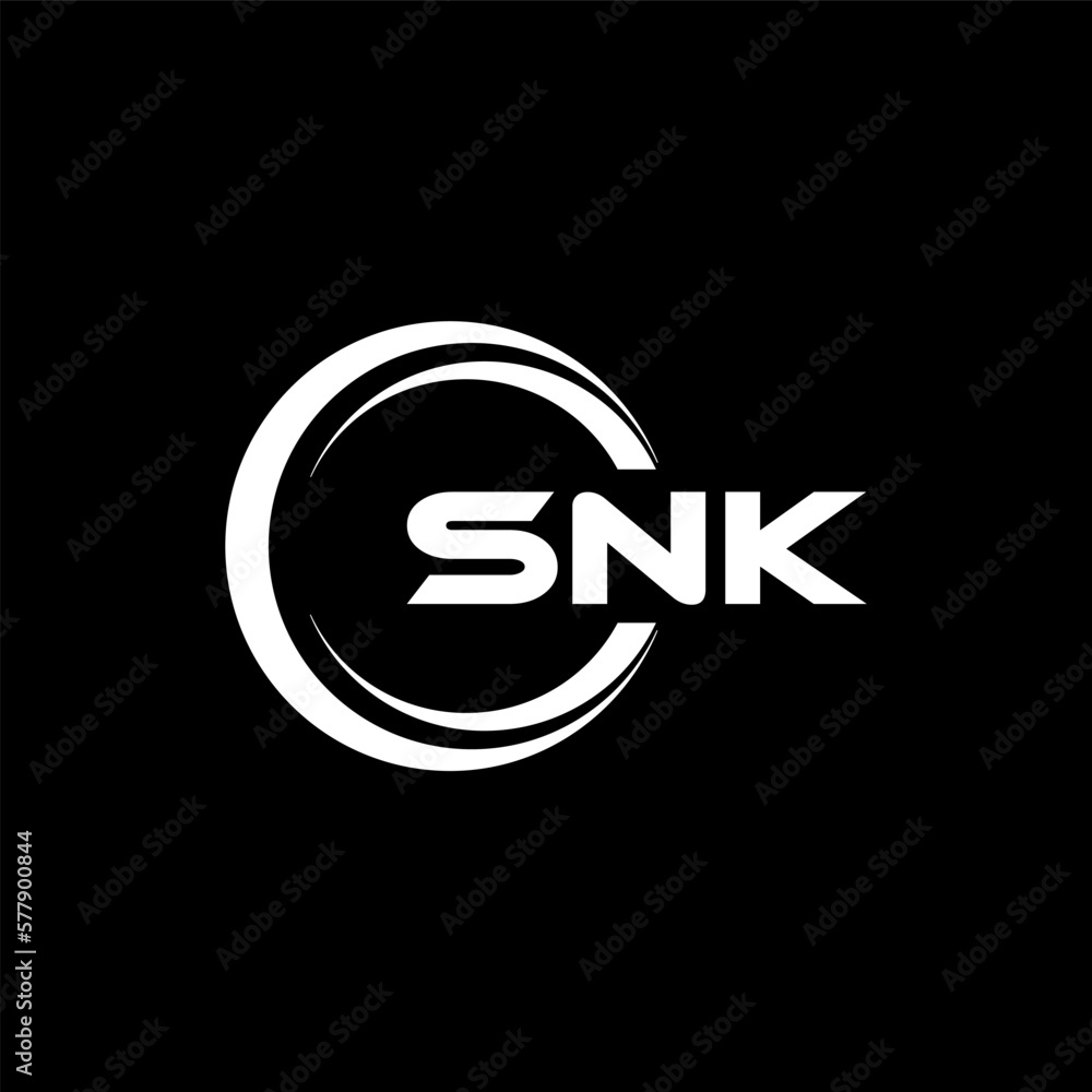 SNK letter logo design with black background in illustrator, cube logo ...