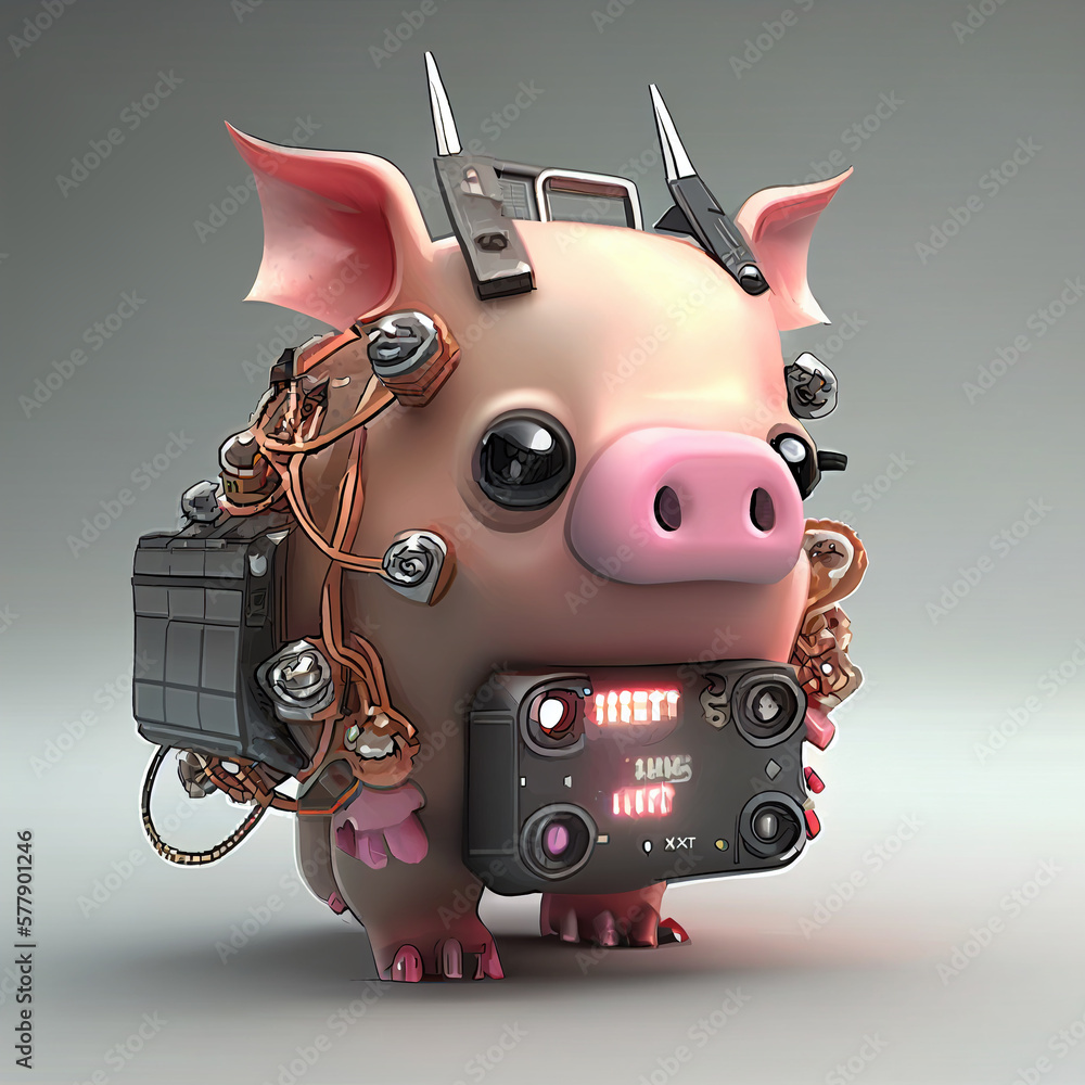 Cyberpunk Pig Army 3D created with generative ai technology Stock Illustration | Adobe Stock