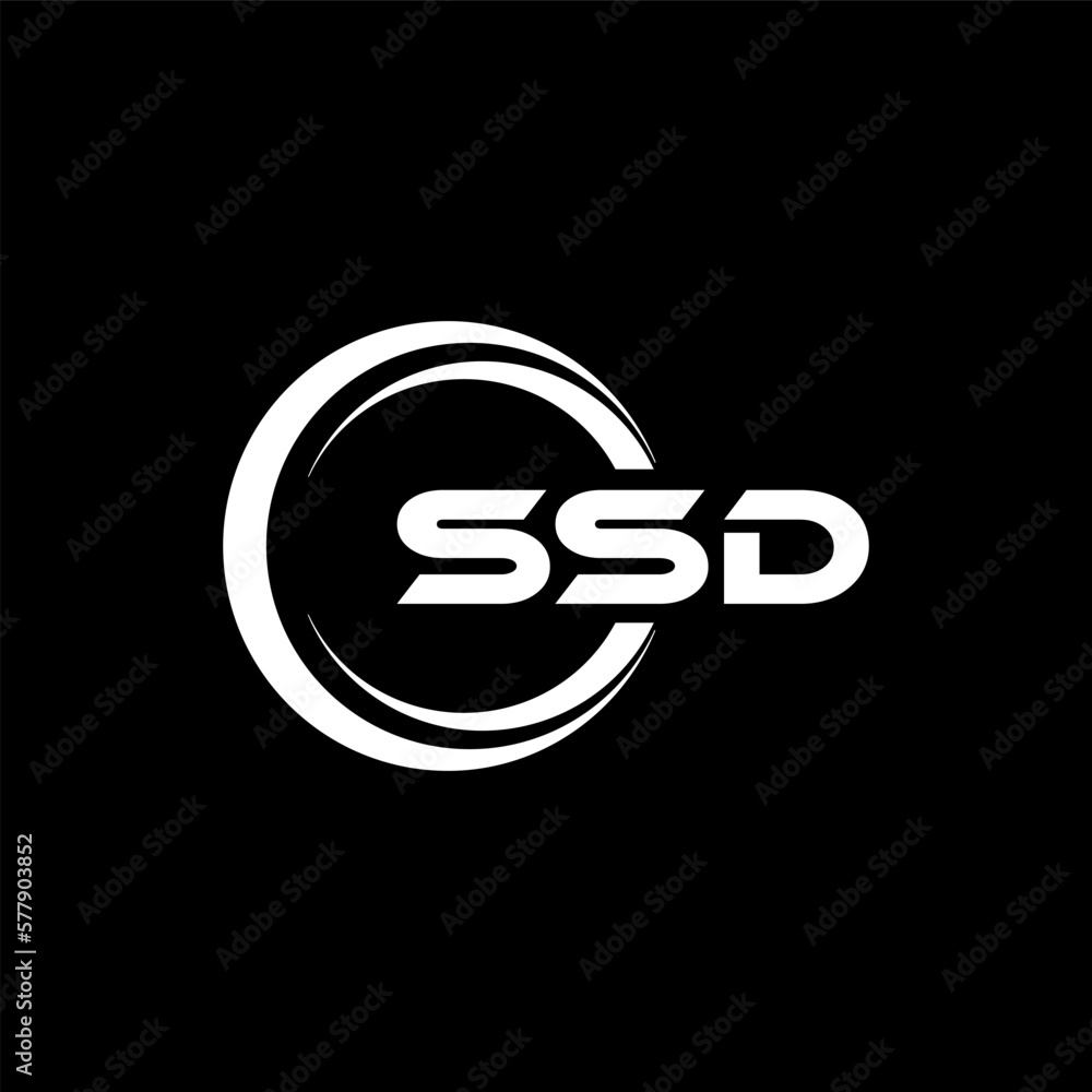 SSD letter logo design with black background in illustrator, cube logo ...
