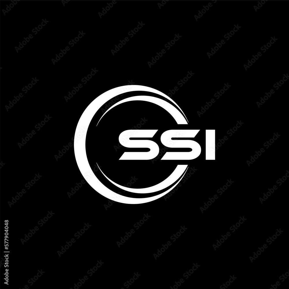 SSI letter logo design with black background in illustrator, cube logo ...