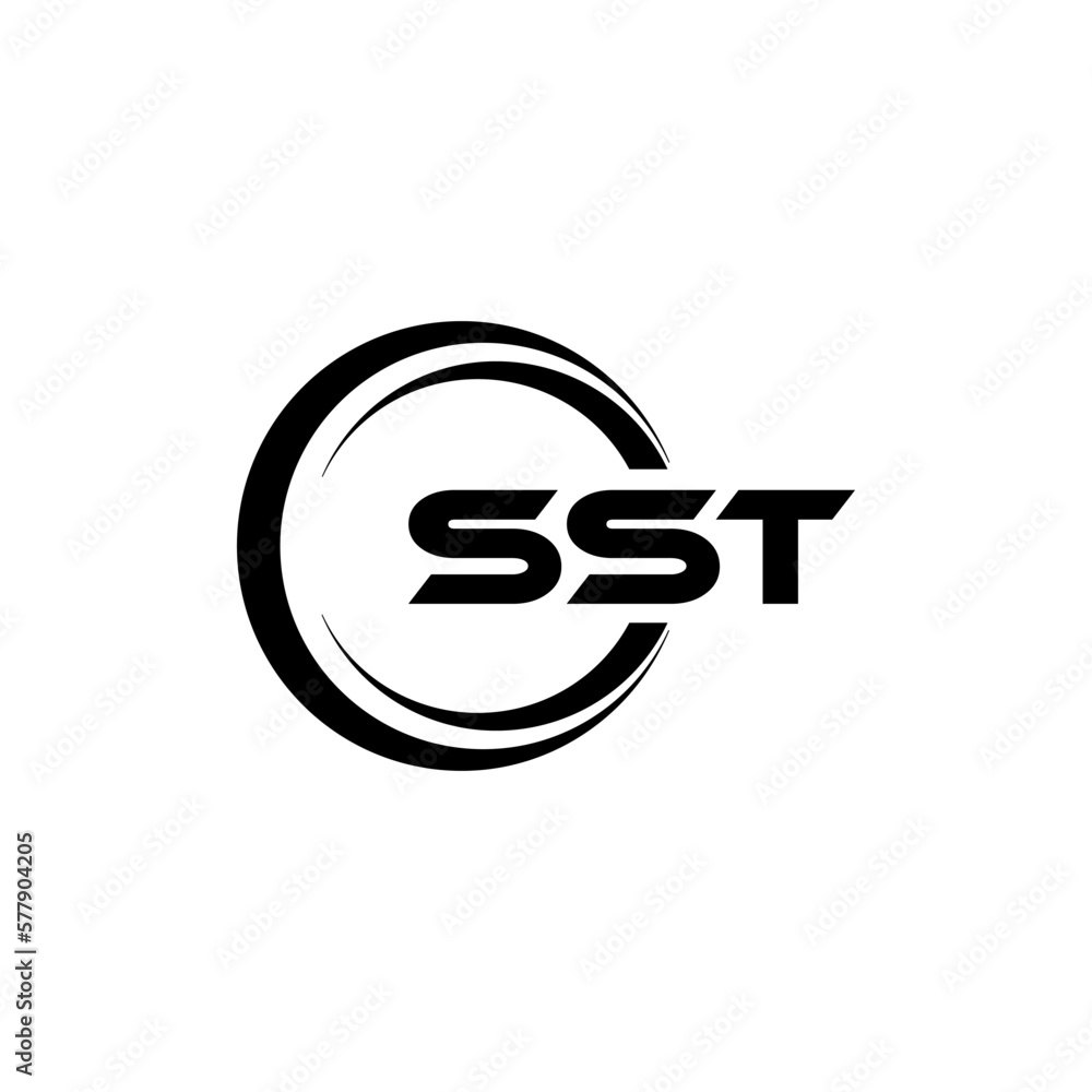 SST letter logo design with white background in illustrator, cube logo ...