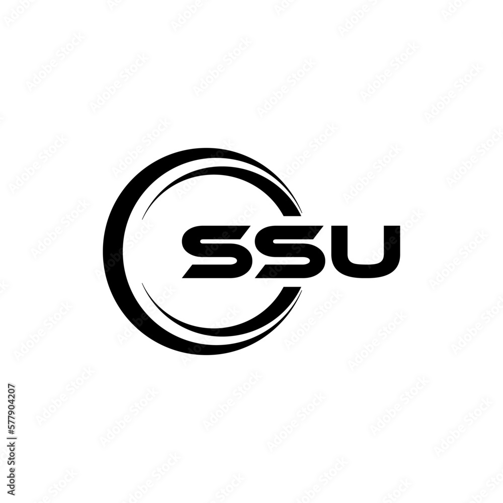 SSU letter logo design with white background in illustrator, cube logo ...