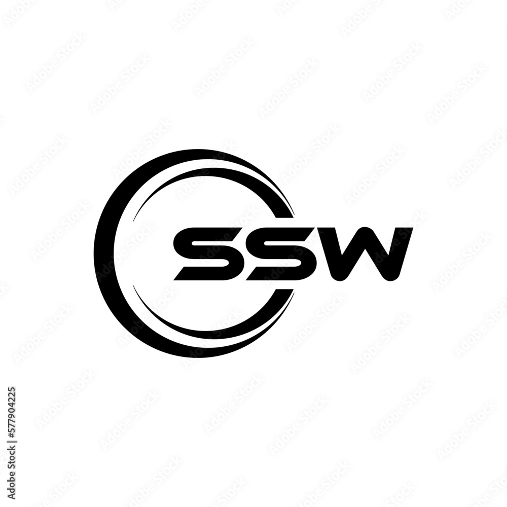 SSW letter logo design with white background in illustrator, cube logo ...