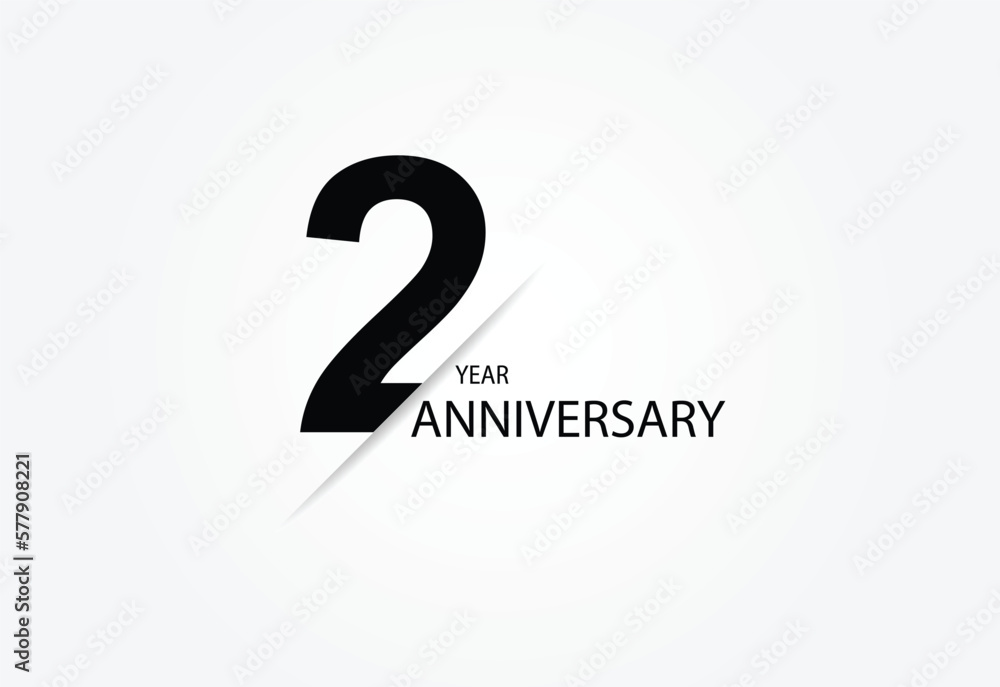 2 years anniversary logo template isolated on white, black and white ...