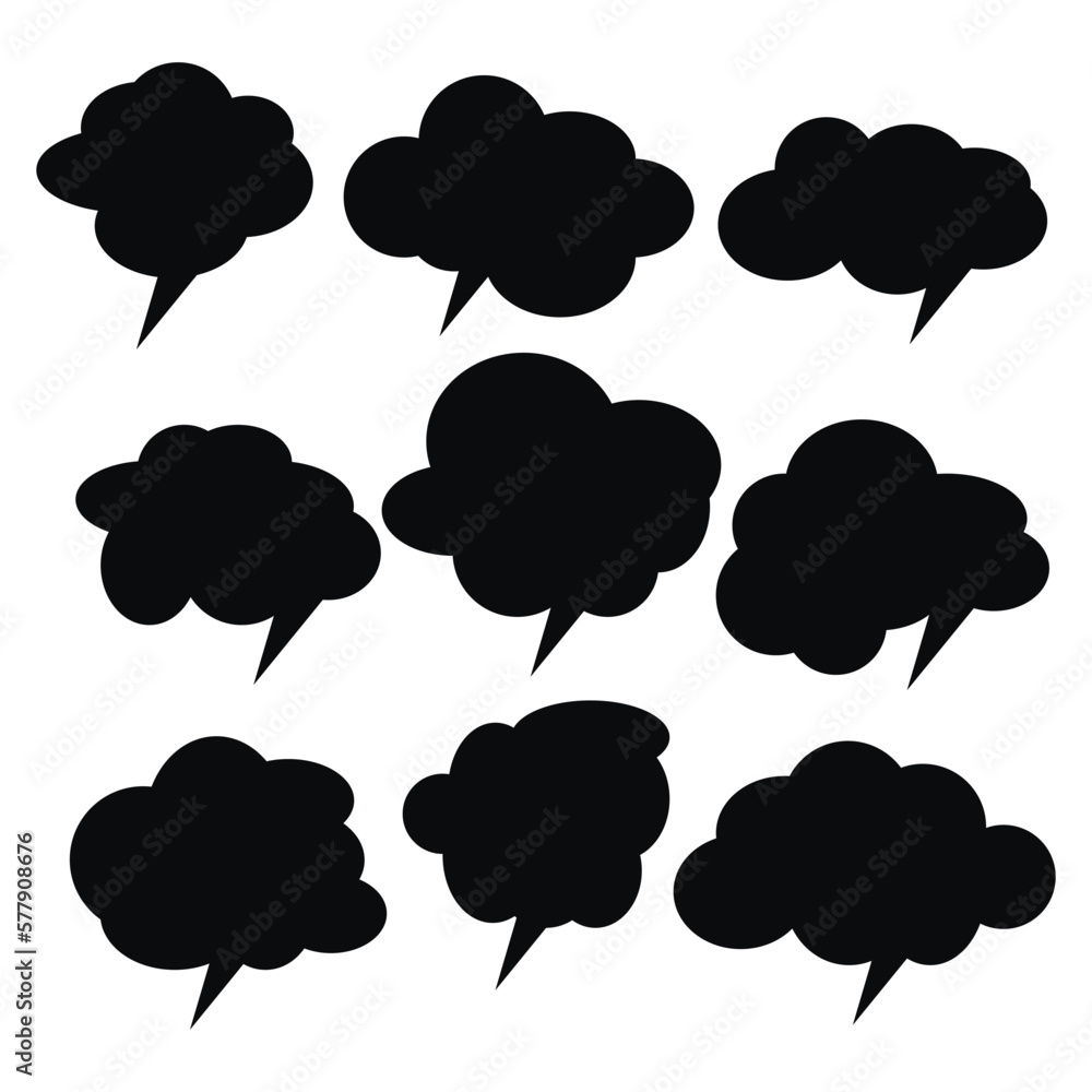 Set of black and white speech bubbles. Cartoon Vector illustration ...