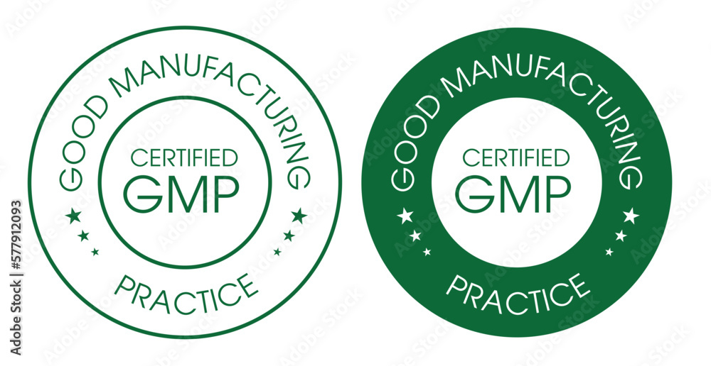 good manufacturing practice, Certified GMP vector icon, green in color ...