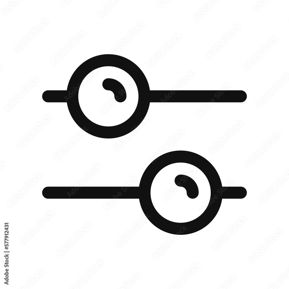 Editable vector slider setting configuration icon. Black, line style ...