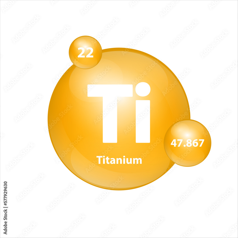 Vetor de Titanium (Ti) icon structure chemical element round shape ...