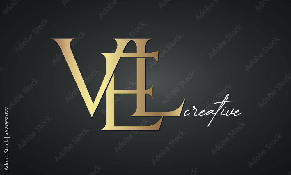 luxury letters VEL golden logo icon premium monogram, creative royal ...