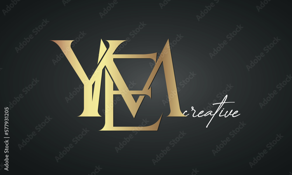 luxury letters YEM golden logo icon premium monogram, creative royal ...