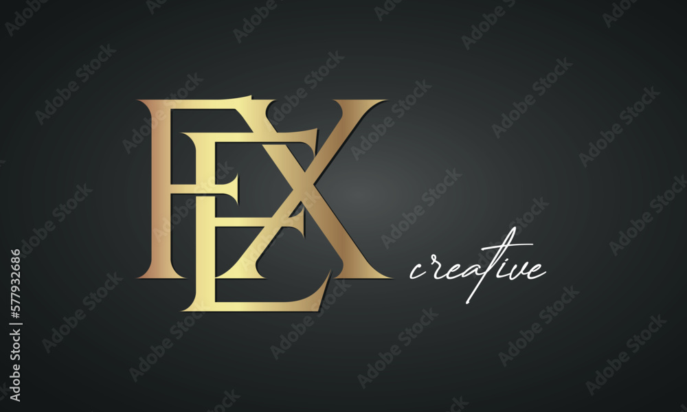 luxury letters FEX golden logo icon premium monogram, creative royal ...