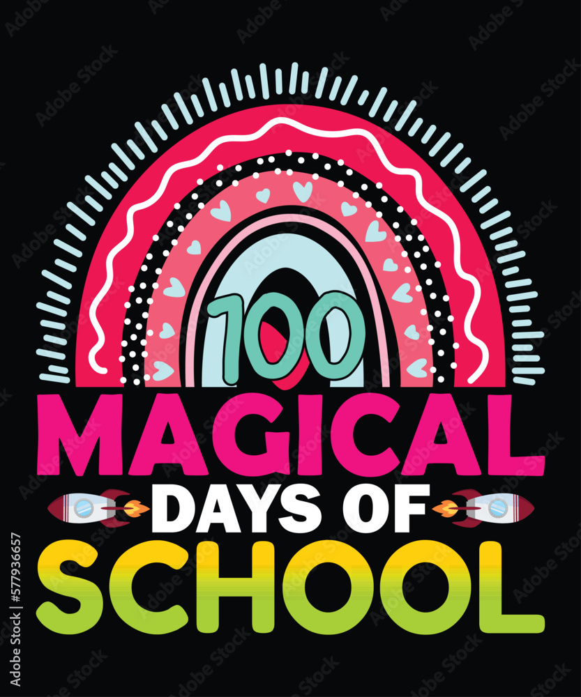 100 Magical Days Of School, Happy back to school day shirt print ...