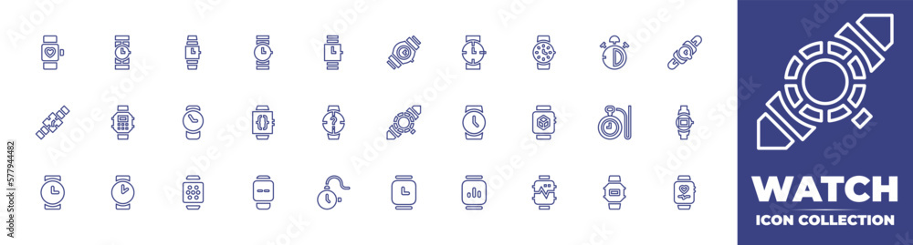 Watch line icon collection. Editable stroke. Vector illustration ...