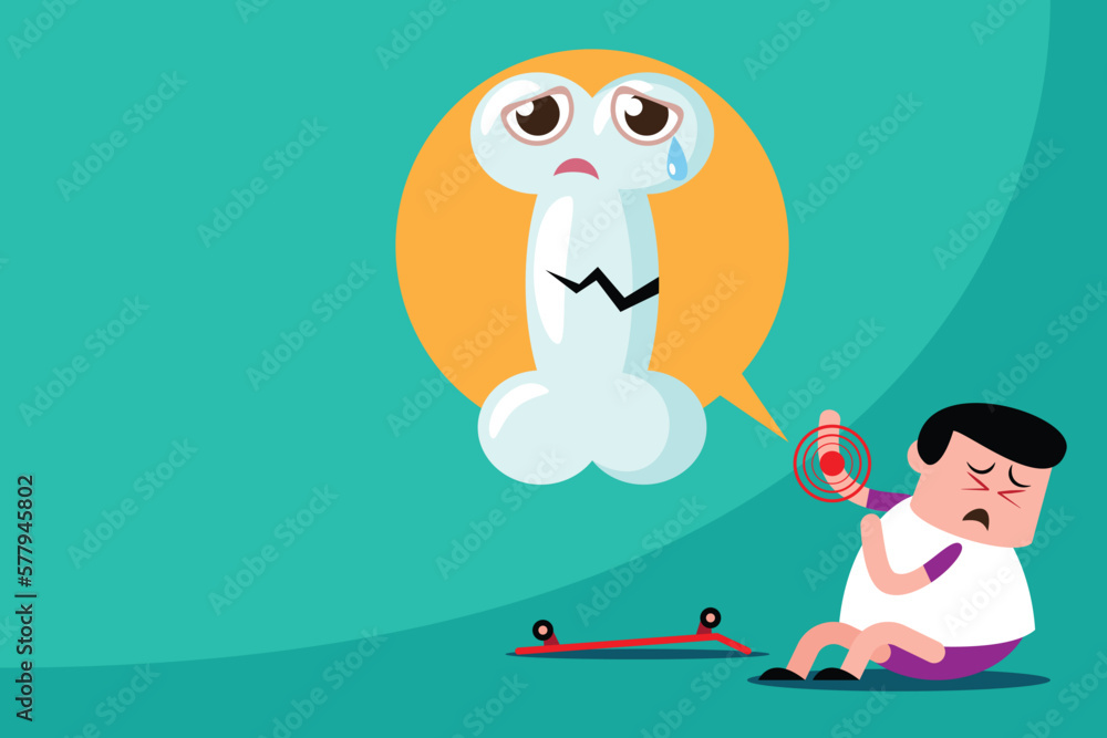 broken bone vector, illustration flat cartoon character man broken arm ...