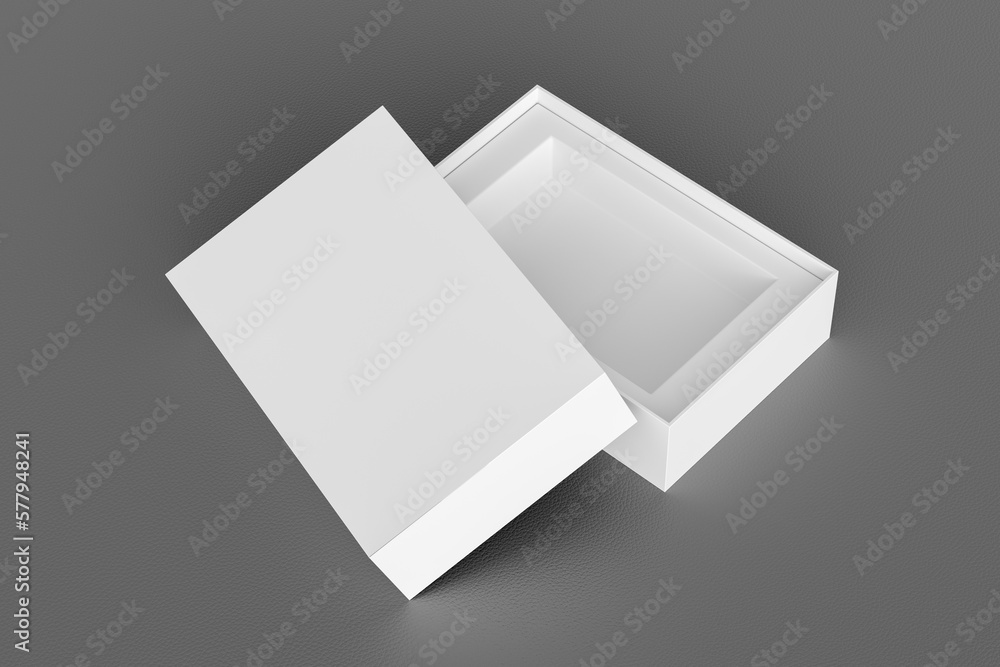 Open box packaging mockup on gray background. Template for your design ...