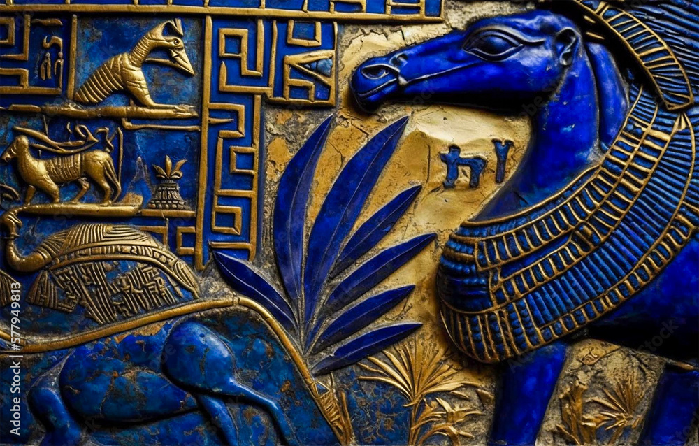 Ancient Egyptian Secrets , Gold, Royal Blue and Black, Mosaics ...