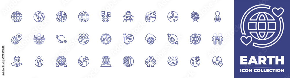 Earth line icon collection. Editable stroke. Vector illustration ...