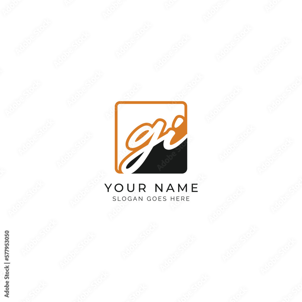 G, I, GI Initial letter handwritten and signature vector image template ...