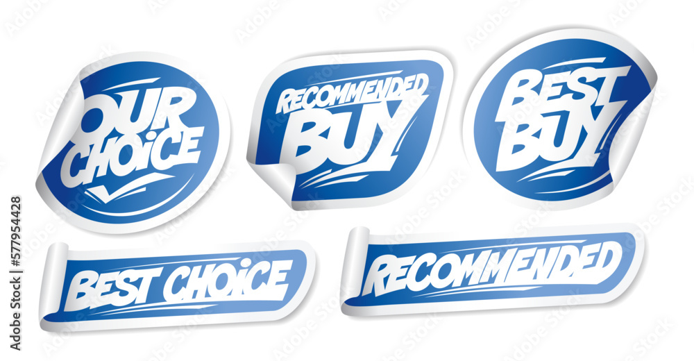 Recommended buy, our choice, best buy stickers set Stock Vector | Adobe ...
