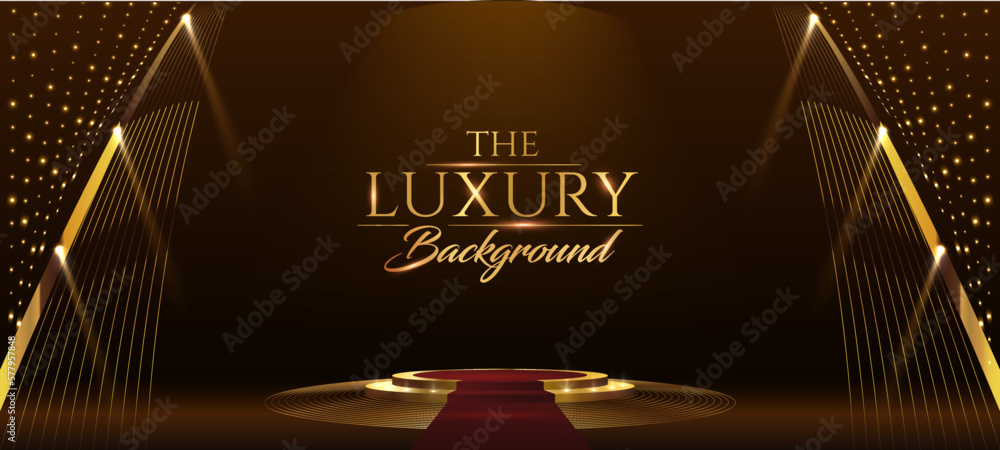 Golden Stage Spotlights Royal Awards Graphics Background. Lights ...