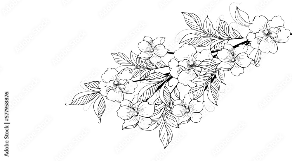 Gentle floral background from flower branches and buds, flower ...