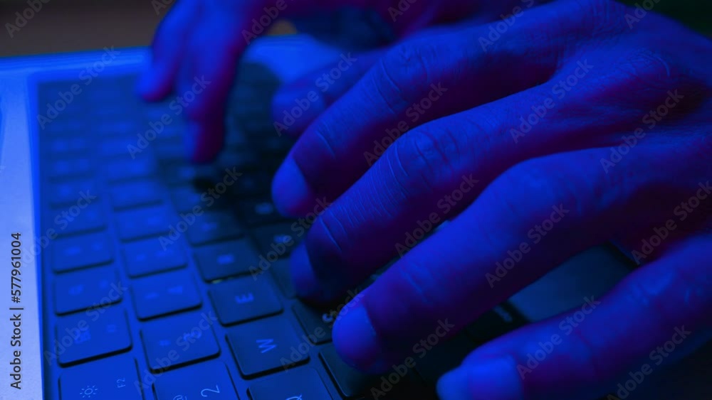 Computer Hacker Typing Code Virus Pc On Keyboard Late Night Working Stock ビデオ Adobe Stock