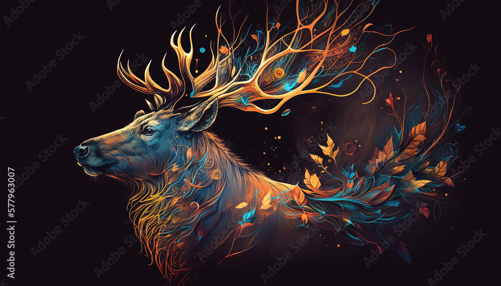 Deer, Animals, Wallpaper, Background, Generative AI, Illustration Stock ...