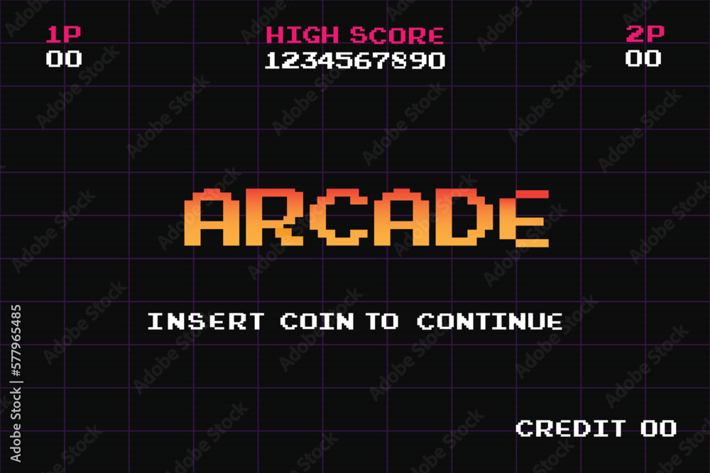 PRESS START INSERT A COIN TO CONTINUE .pixel art .8 bit game.retro game ...